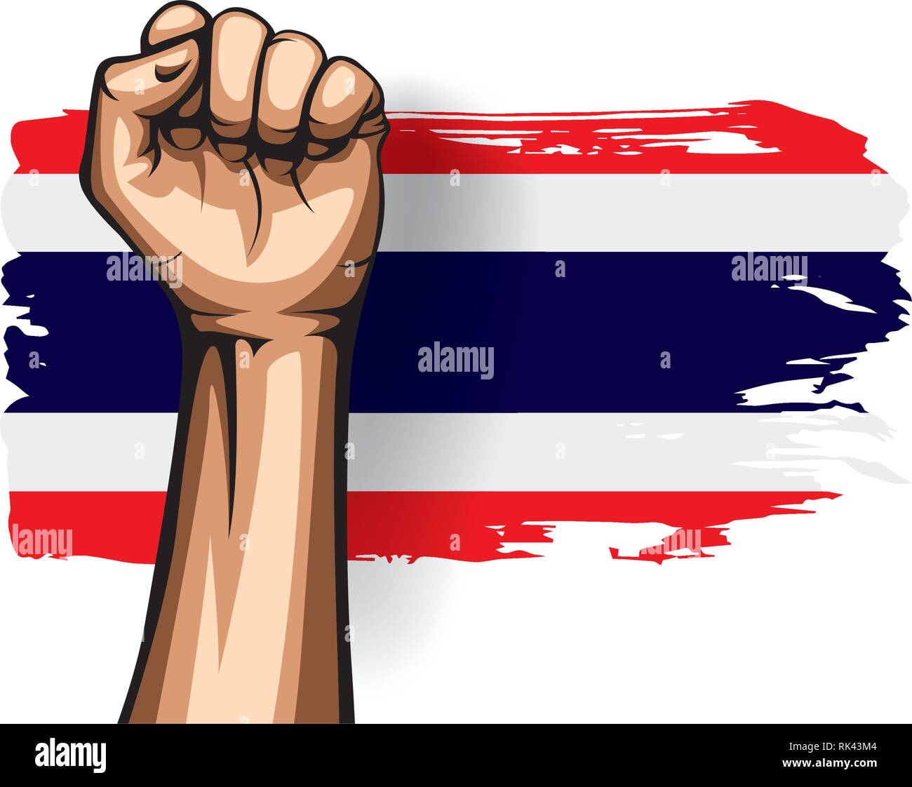 Thailand flag and hand on white background. Vector illustration Stock ...