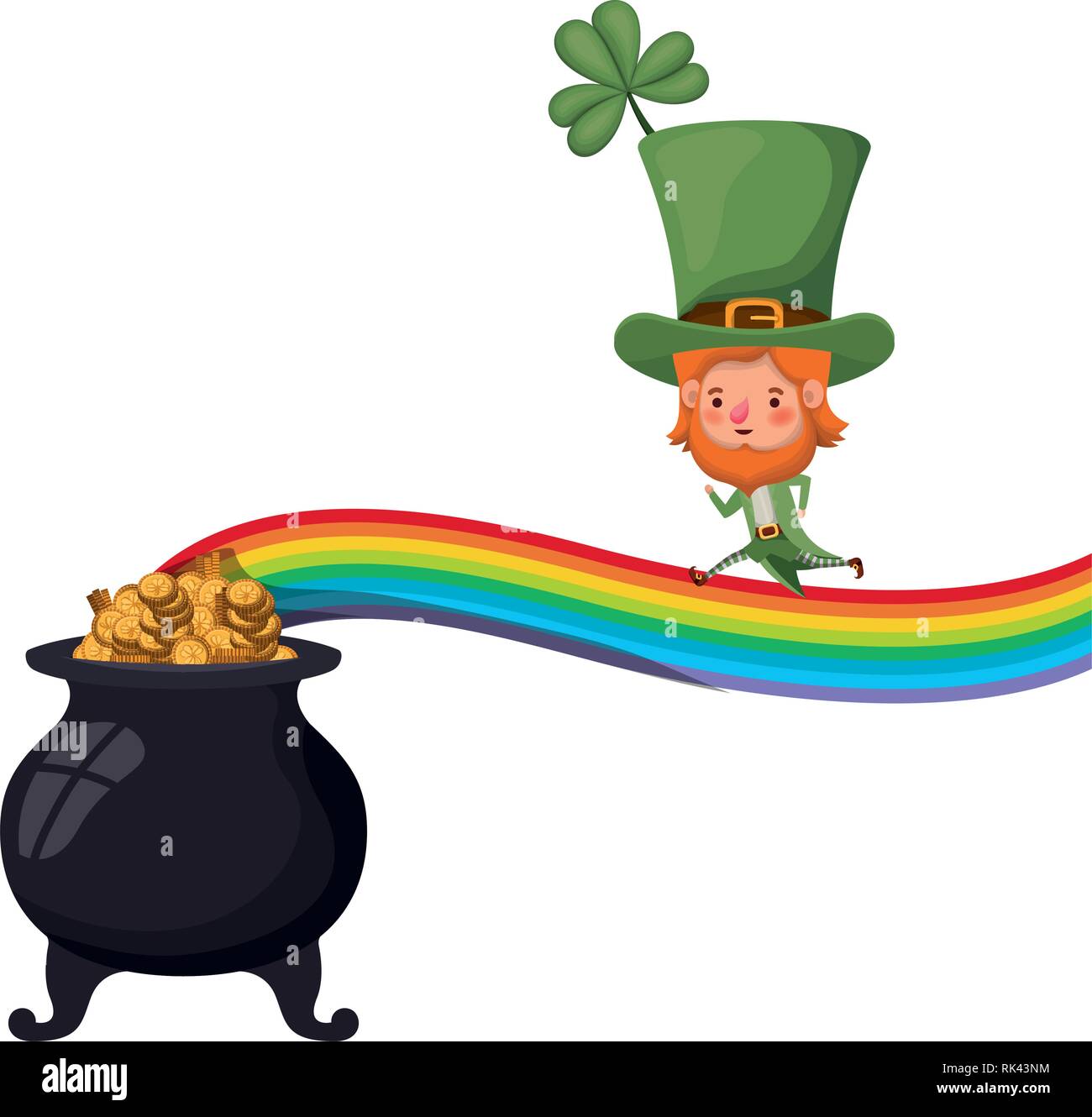rainbow with leprechaun cauldron isolated icon Stock Vector Image & Art ...