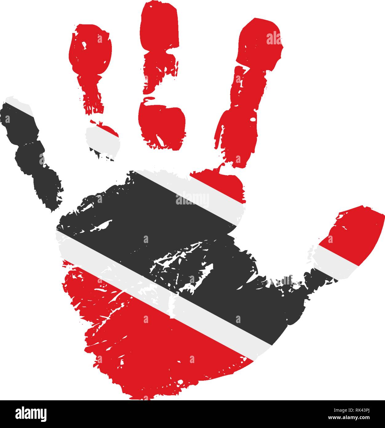 Trinidad And Tobago Flag And Hand On White Background Vector