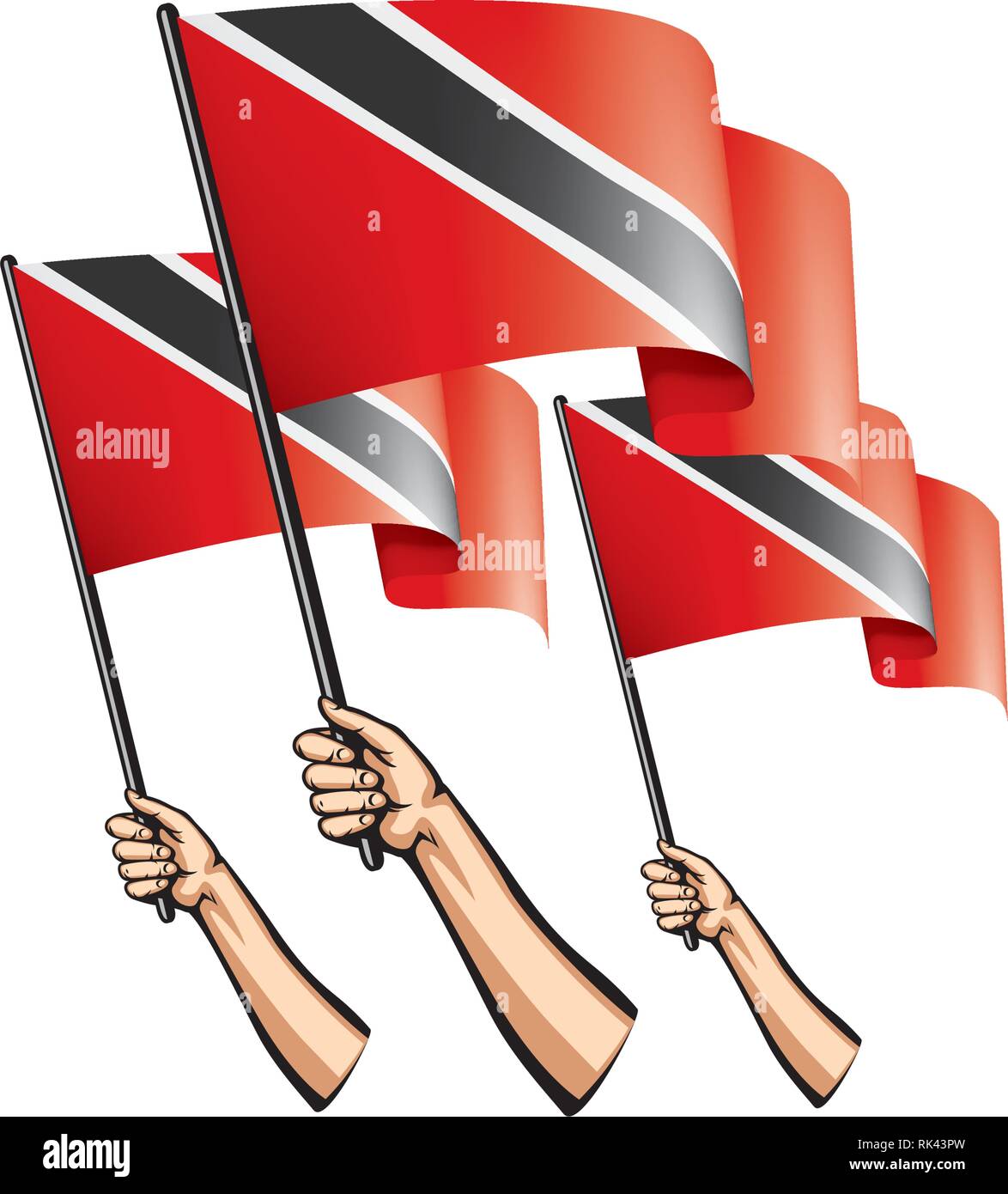 Trinidad And Tobago Flag And Hand On White Background Vector
