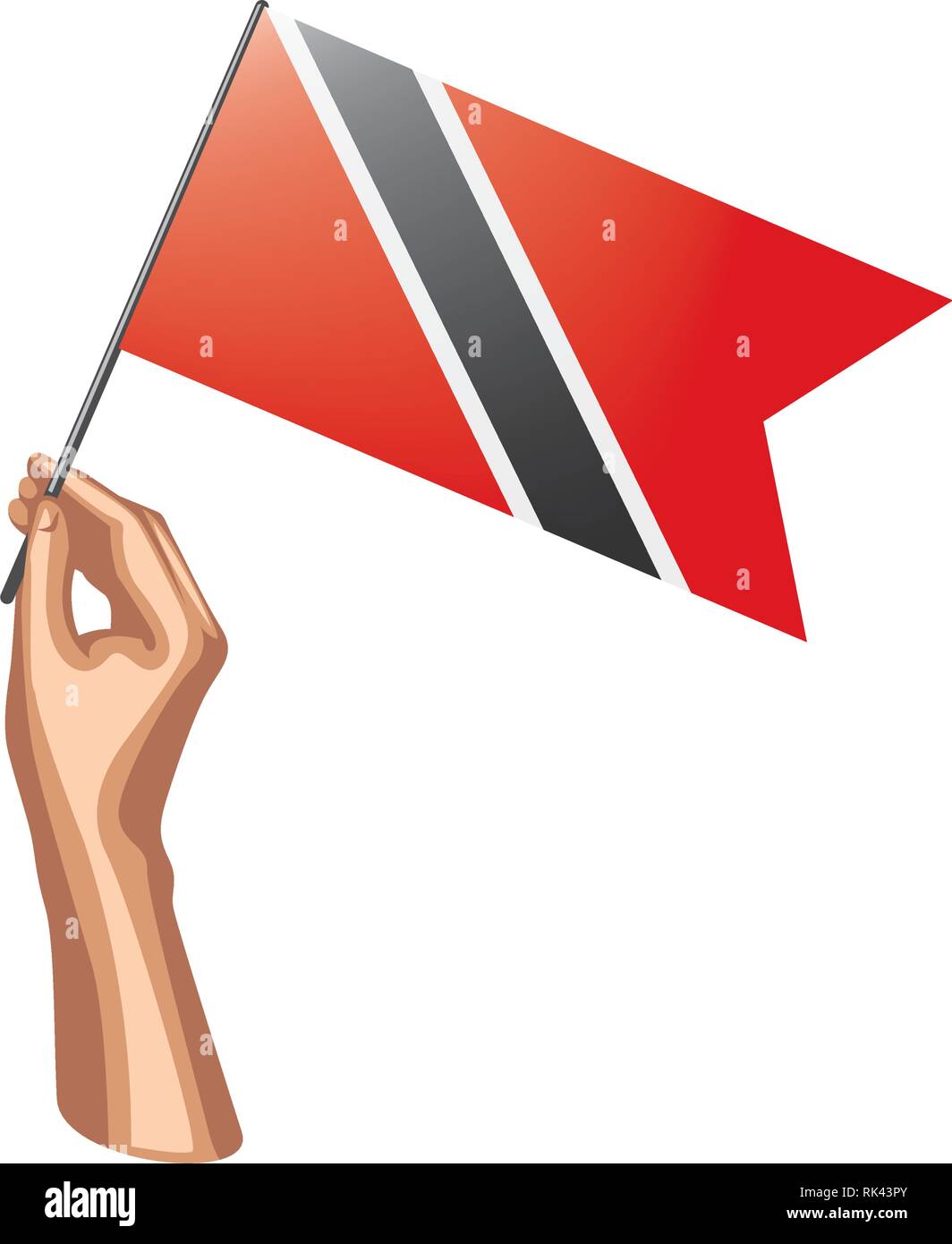 Trinidad And Tobago Flag And Hand On White Background Vector