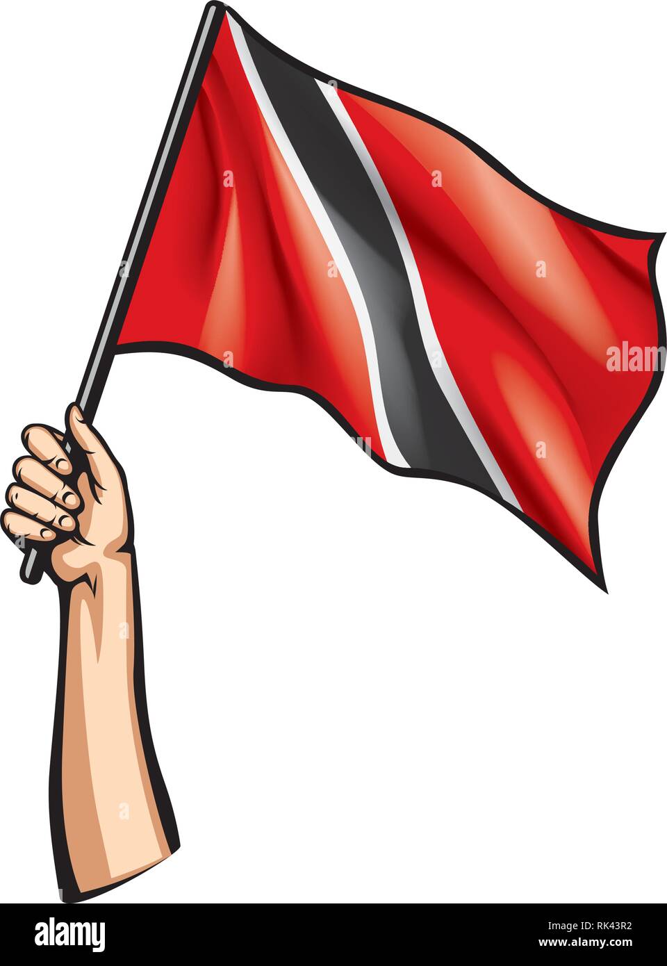 Trinidad And Tobago Flag And Hand On White Background Vector