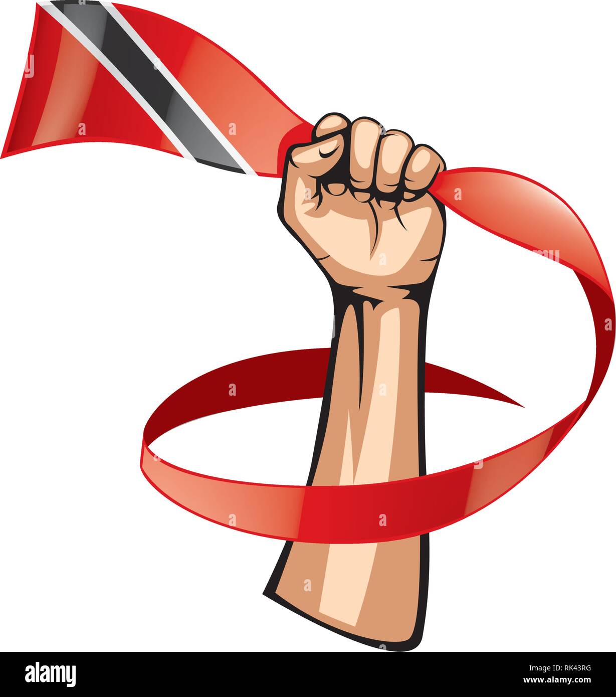 Trinidad And Tobago Flag And Hand On White Background Vector