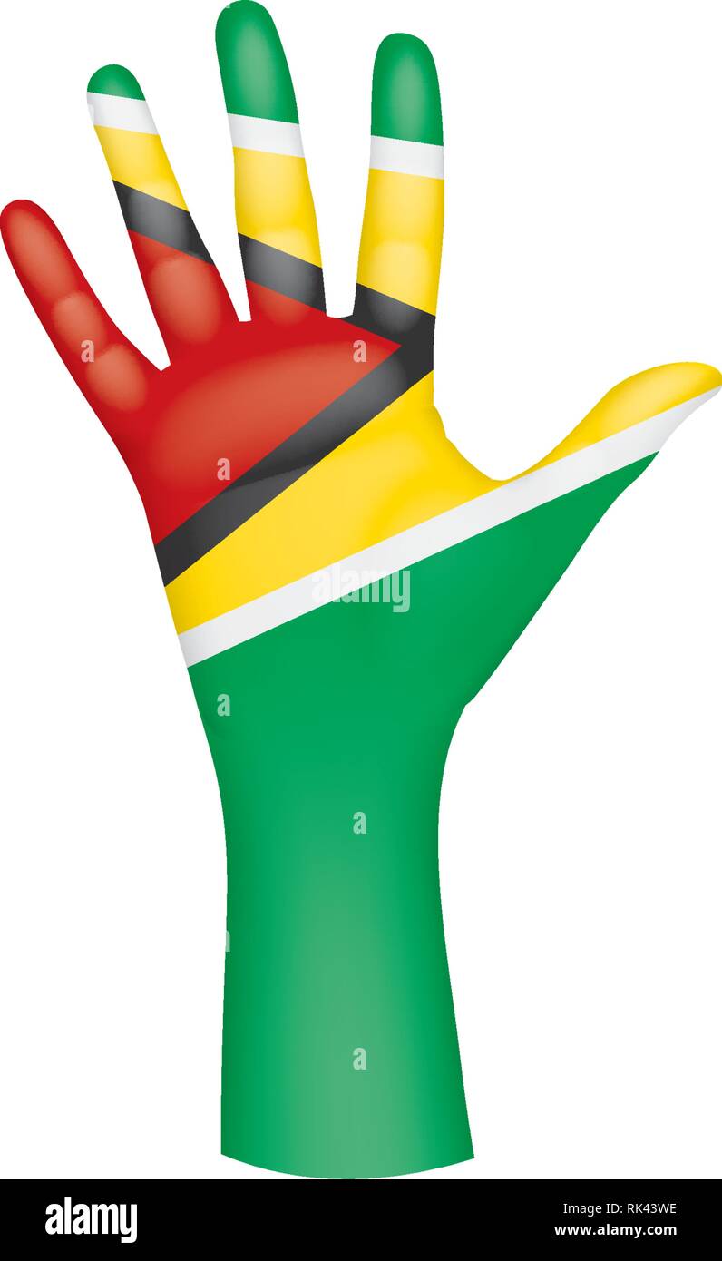 Guyana flag and hand on white background. Vector illustration Stock Vector Image & Art - Alamy