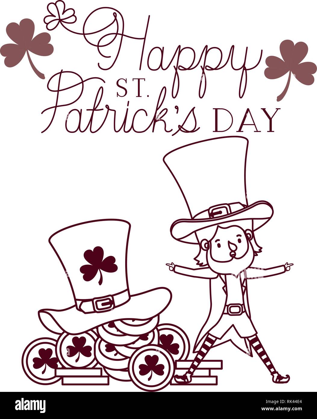 happy st patricks day label with leprechaun character Stock Vector ...