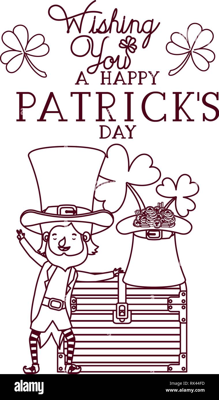 wishing you a happy st patricks day label with leprechaun character ...