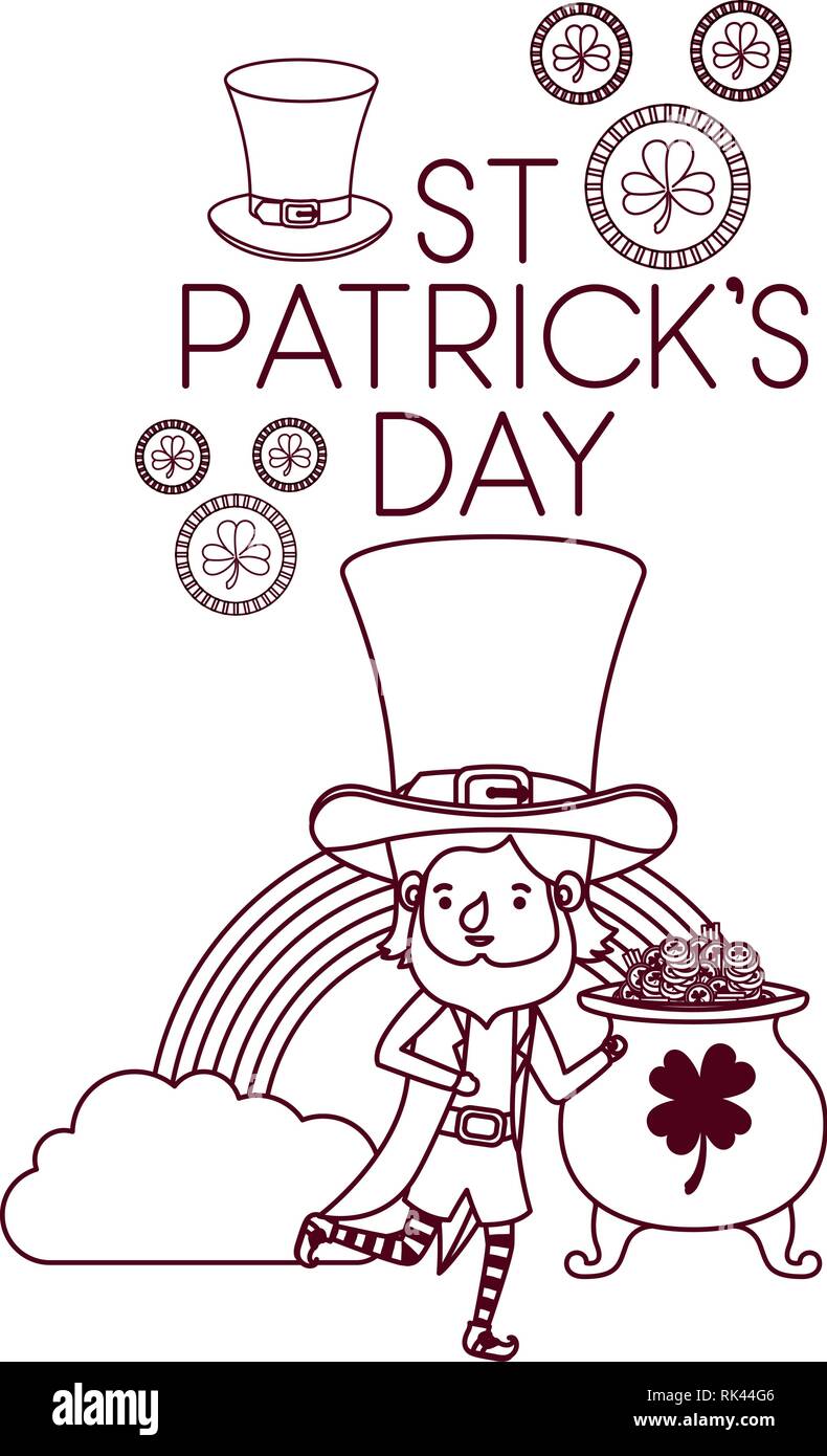 st patricks day label with leprechaun character Stock Vector Image ...