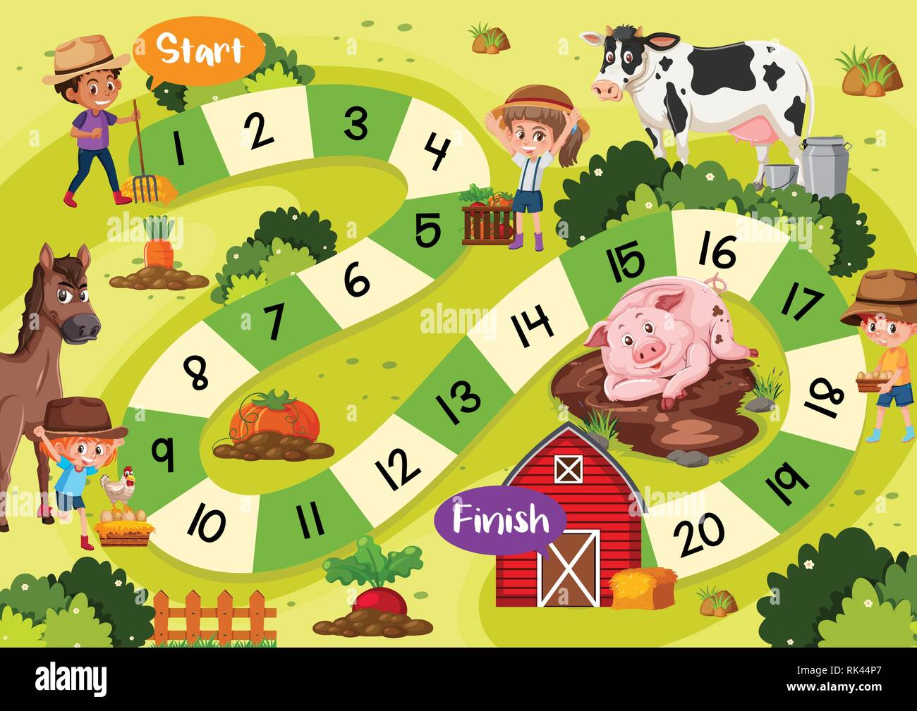 Board game template farm theme illustration Stock Vector Image & Art ...