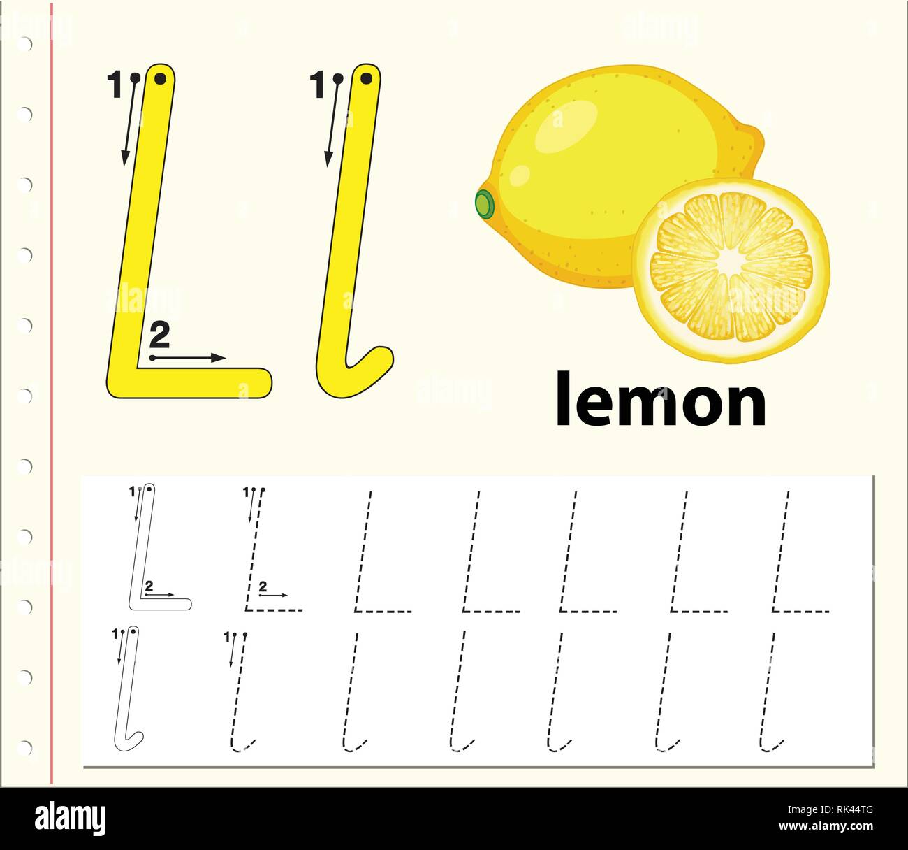 Letter L tracing alphabet worksheets illustration Stock Vector Image ...