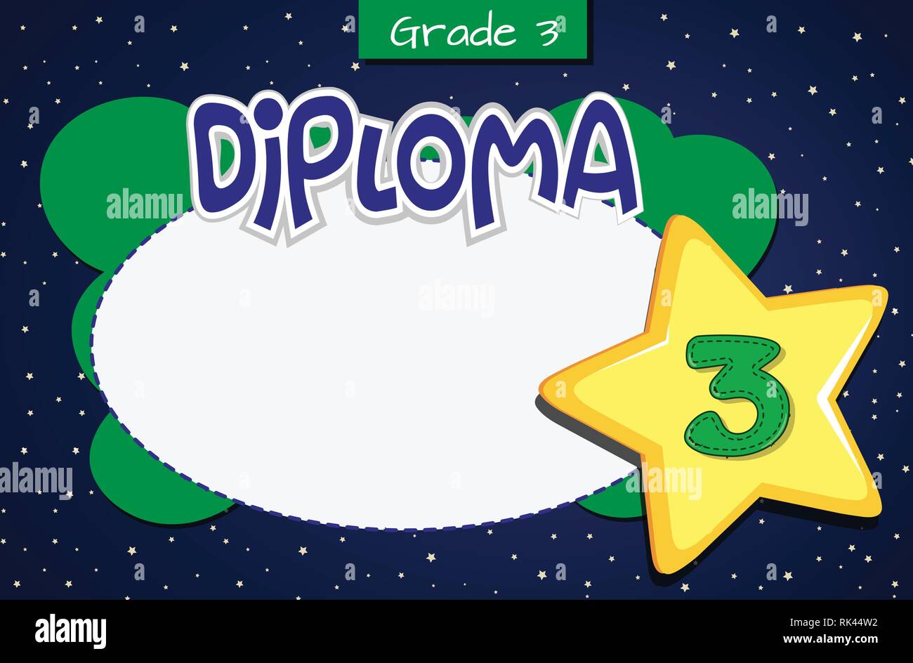 Grade three diploma certificate template illustration Stock Vector ...