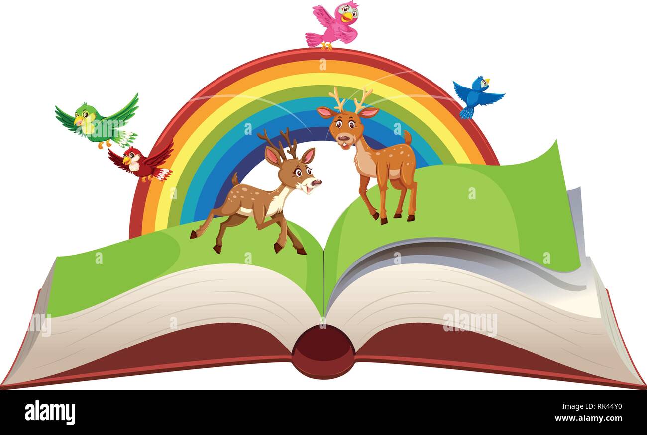 Deer in open book illustration Stock Vector Image & Art - Alamy