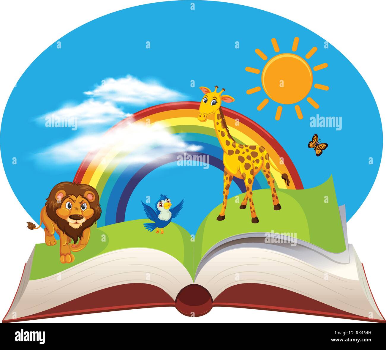 Open book wild animals illustration Stock Vector Image & Art - Alamy