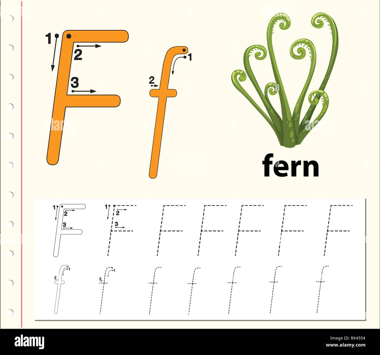 Letter F tracing alphabet worksheets illustration Stock Vector Image ...