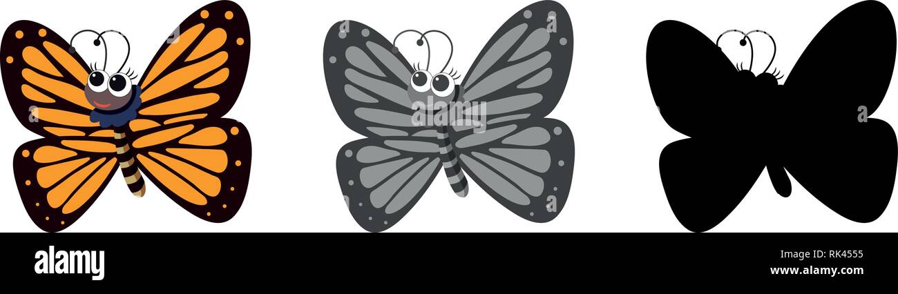 Set of butterfly cartoon illustration Stock Vector Image & Art - Alamy