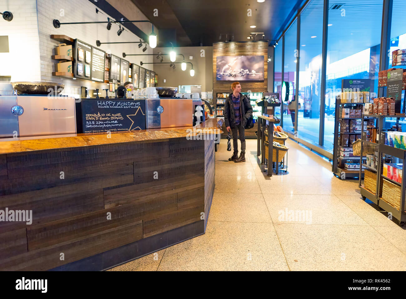 CHICAGO, IL - CIRCA MARCH, 2016: inside of Starbucks Cafe. Starbucks ...
