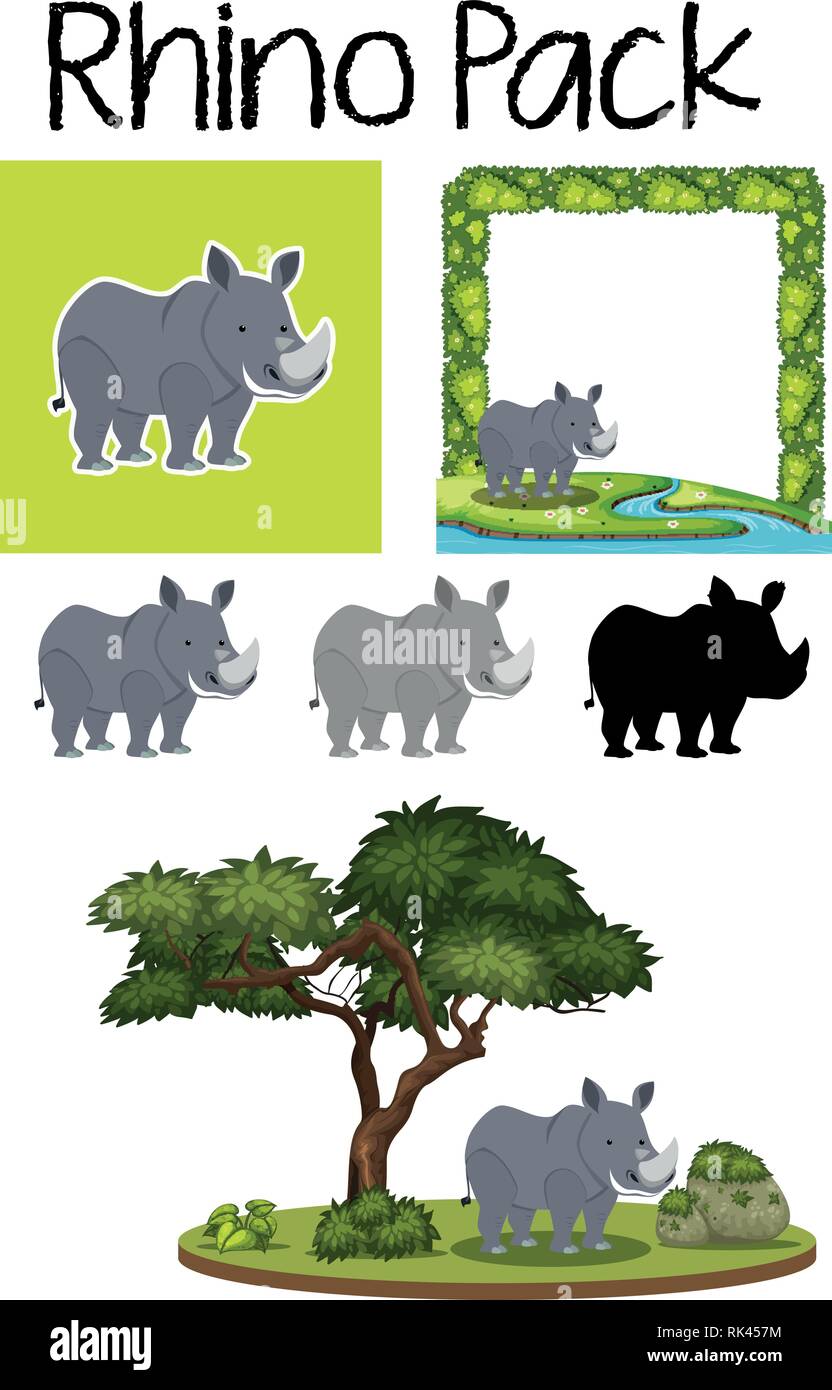 A pack of cute rhinoceros illustration Stock Vector Image & Art - Alamy
