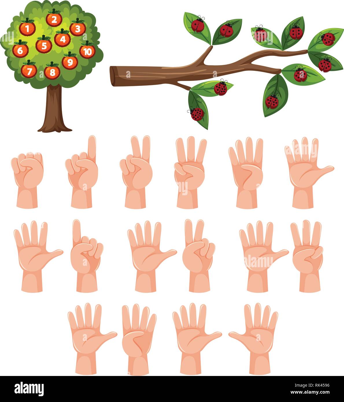 Count math number hand gesture illustration Stock Vector Image & Art ...