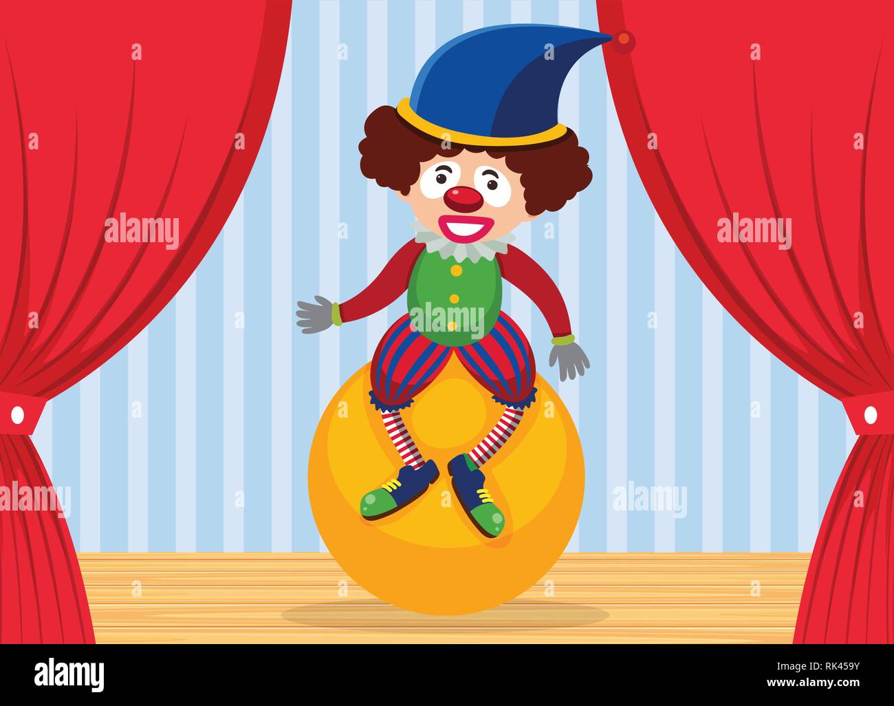 Circus clown on stage illustration Stock Vector Image & Art - Alamy