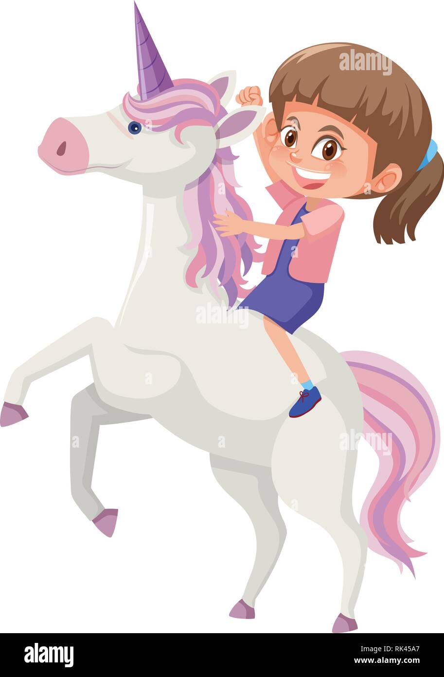 A girl riding unicorn illustration Stock Vector Image & Art - Alamy