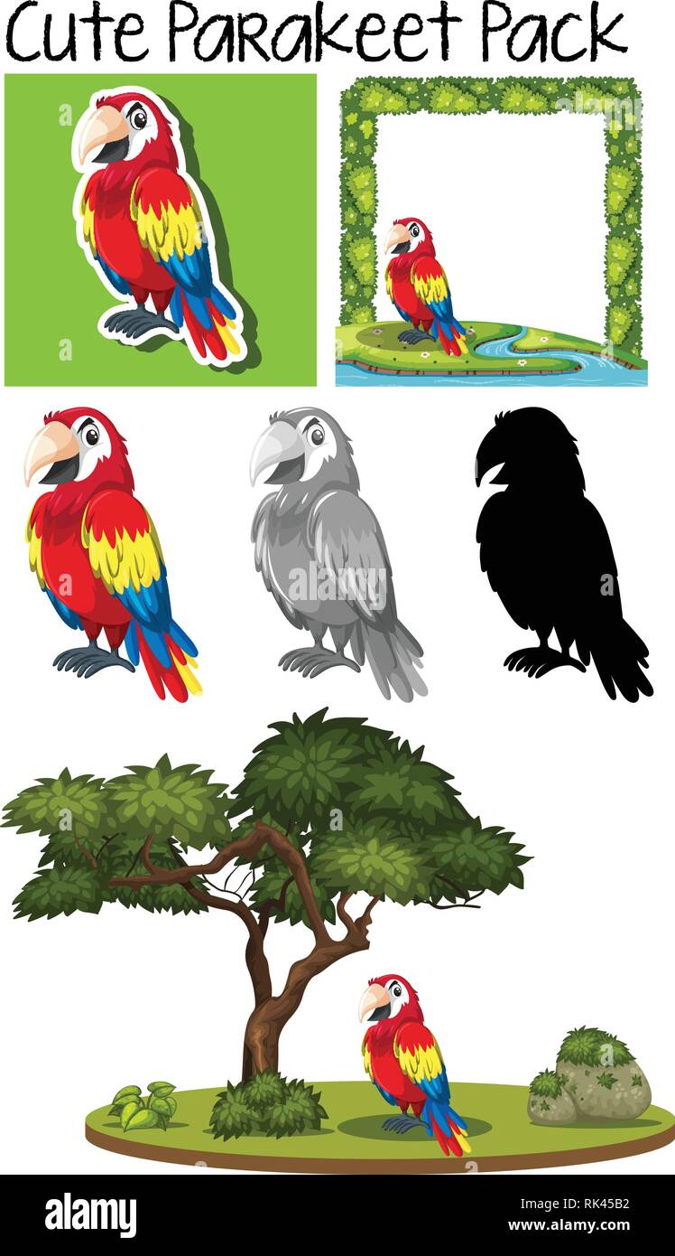 A pack of cute parrot illustration Stock Vector Image & Art - Alamy
