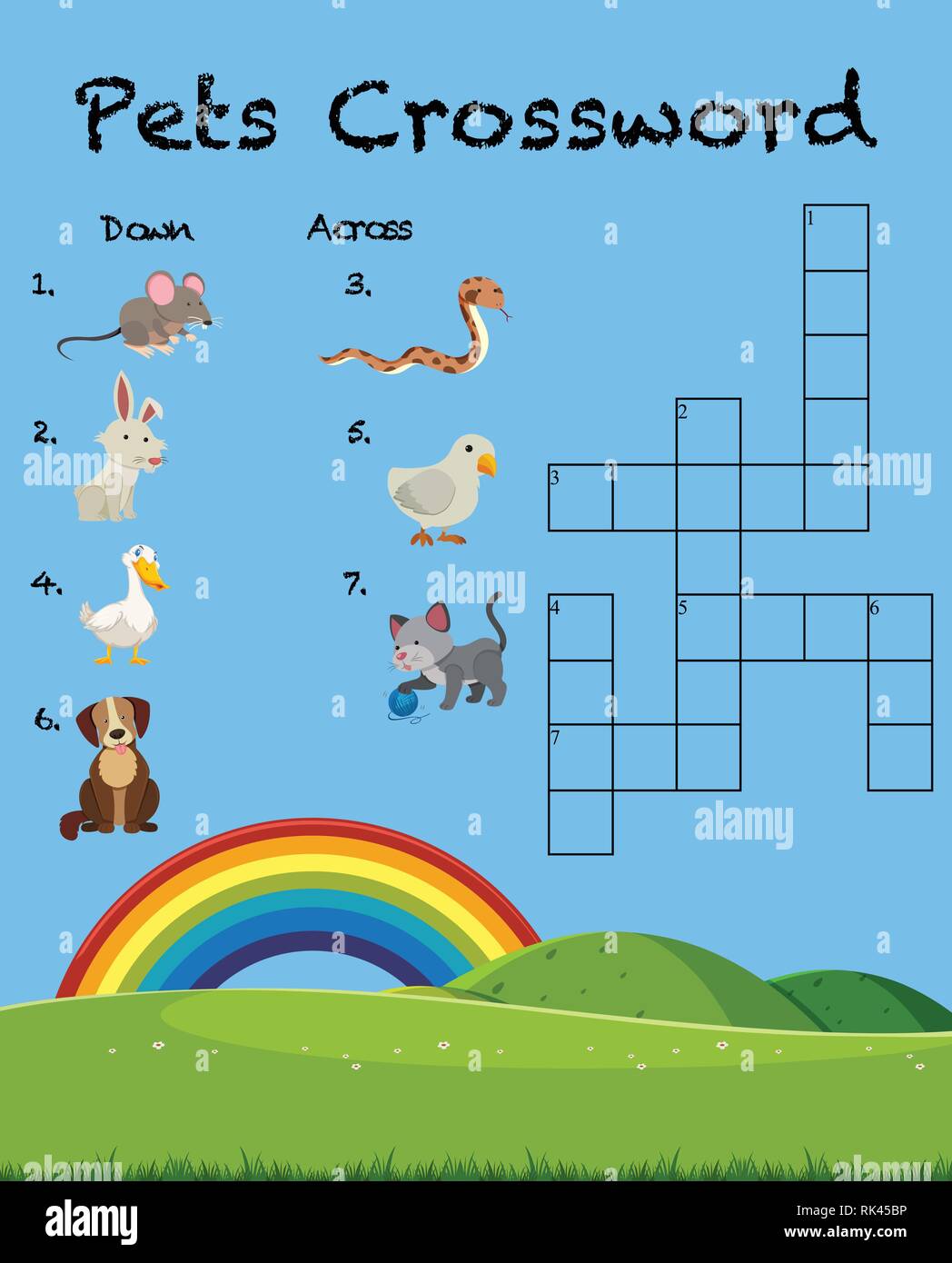 Pet crossword game template illustration Stock Vector Image & Art - Alamy