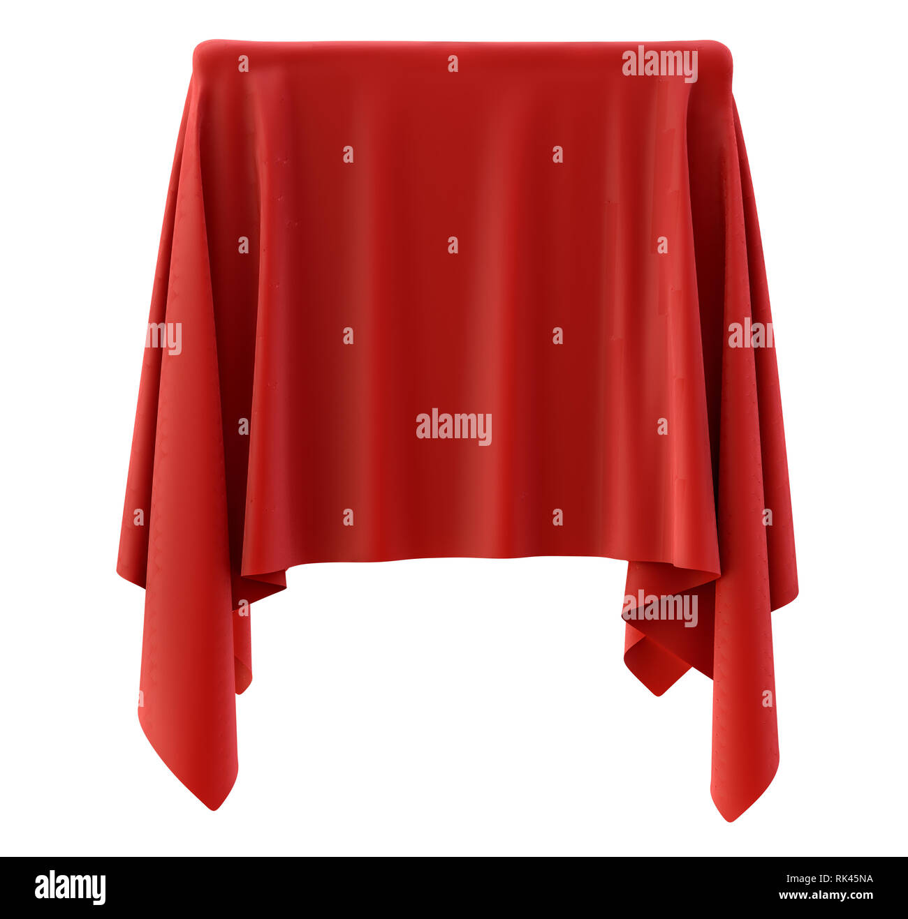 Red cloth on a square pedestal Stock Photo - Alamy