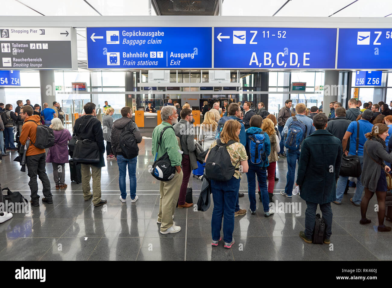 FRANKFURT, GERMANY - MARCH 13, 2016: inside of Frankfurt Airport ...