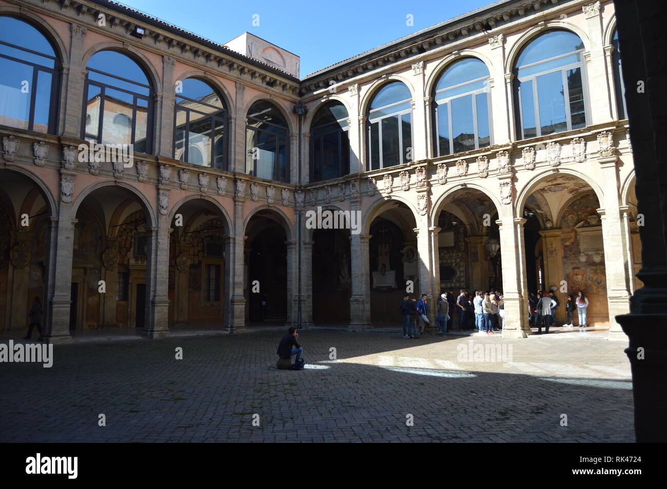 Archiginnasio bologna italy courtyard hi-res stock photography and ...