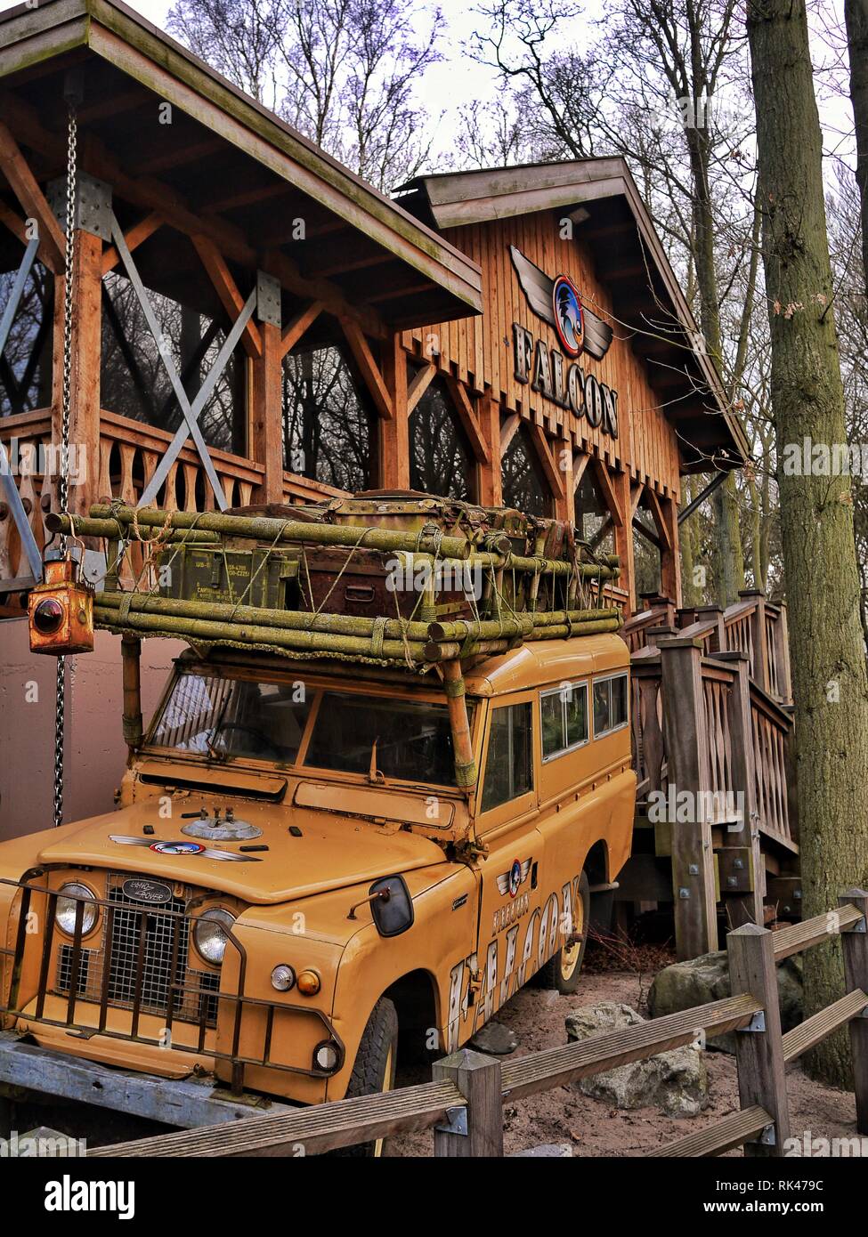 Entrance to the Falcon rollercoaster ride at Duinrell theme park ...