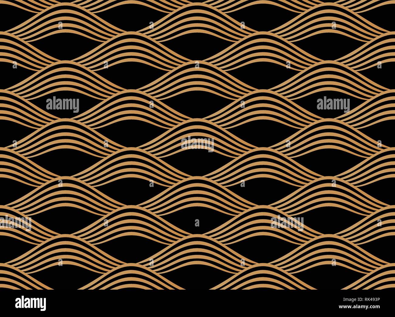 Japanese style golden seamless pattern background image curve wave ...