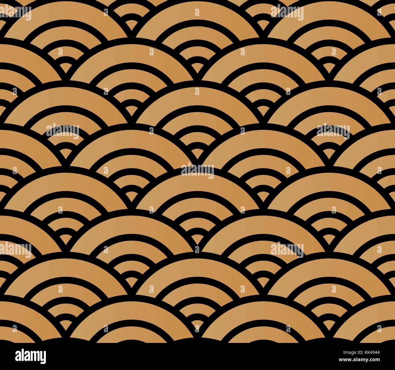 Japanese style golden seamless pattern background image round curve ...