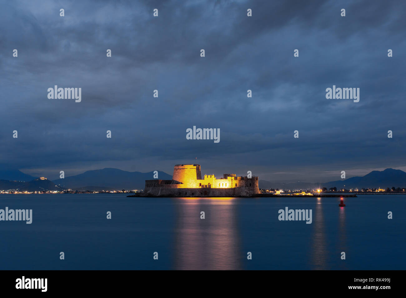 Bourtzi castle in Nafplio at sunset, Greece Stock Photo - Alamy