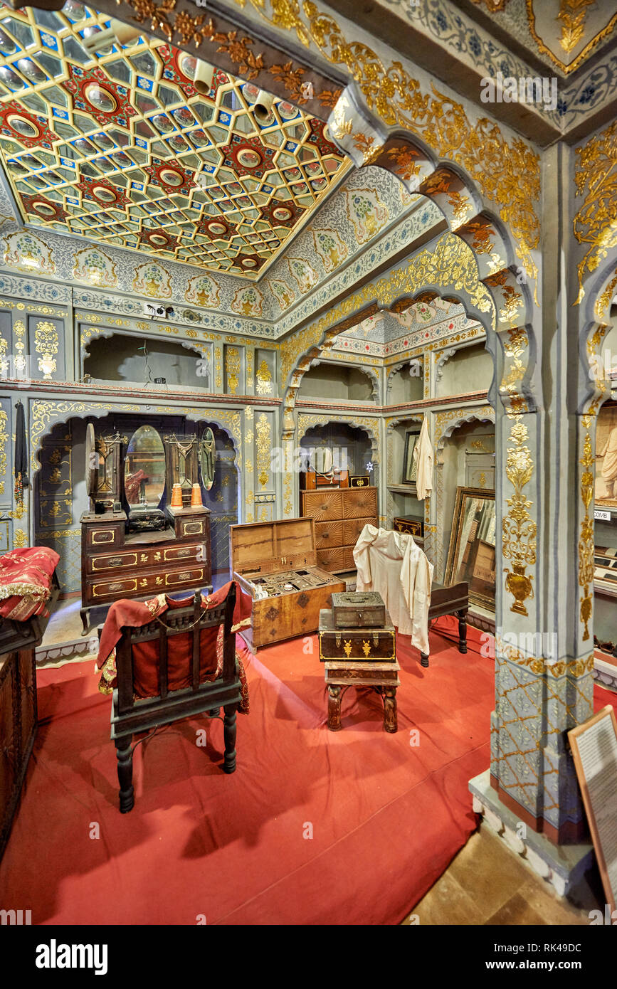 interior shot of ornated and decorated Kothari Patwa Haveli, Jaisalmer ...