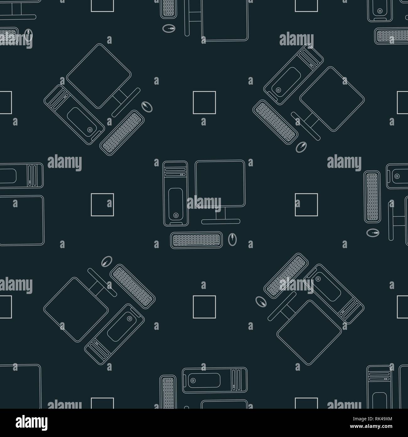 technology print. seamless pattern with desktop pc. computer Stock ...