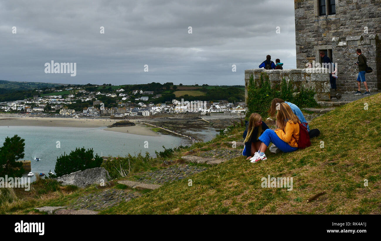 St Michael's Mount - View of Marazion from the castle Stock Photo - Alamy