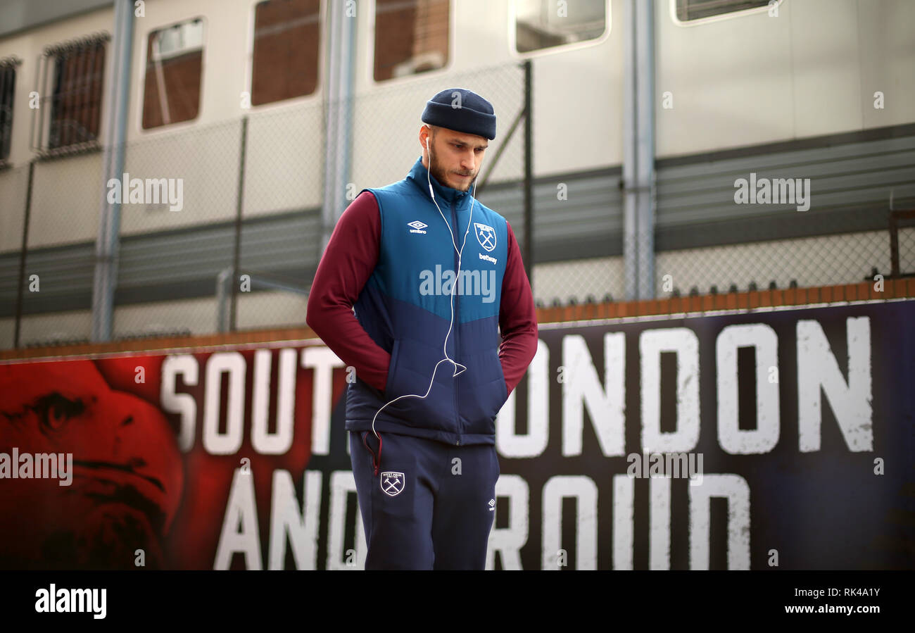 West Ham United's Marko Arnautovic arriving before the Premier League ...