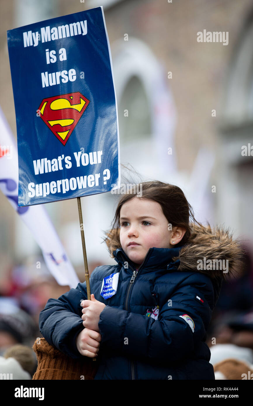 Kate Fitzpatrick, 5, attends a march in Dublin in support of striking ...