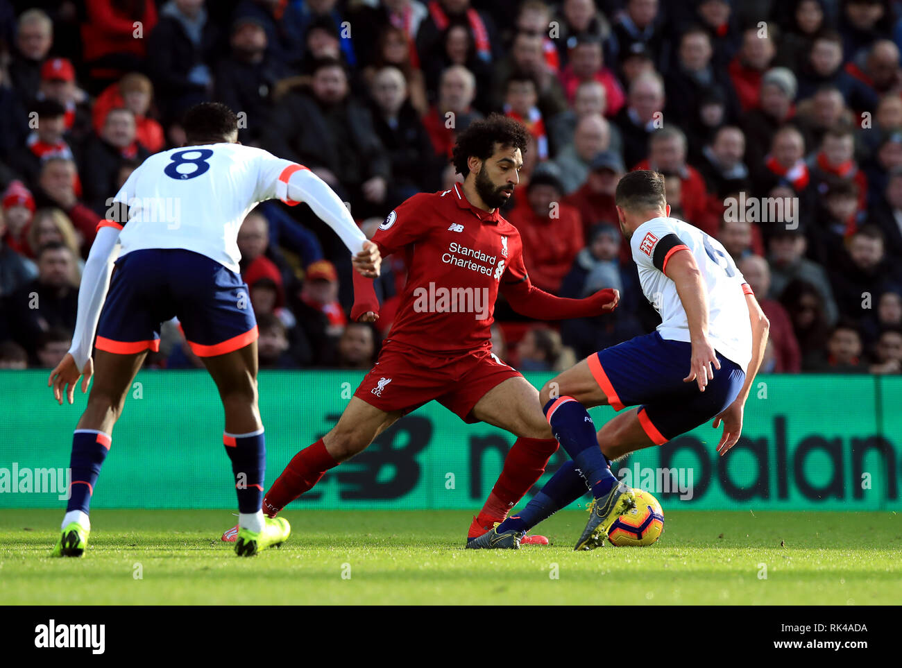 Liverpool's Mohamed Salah and Bournemouth's Andrew Surman (right ...
