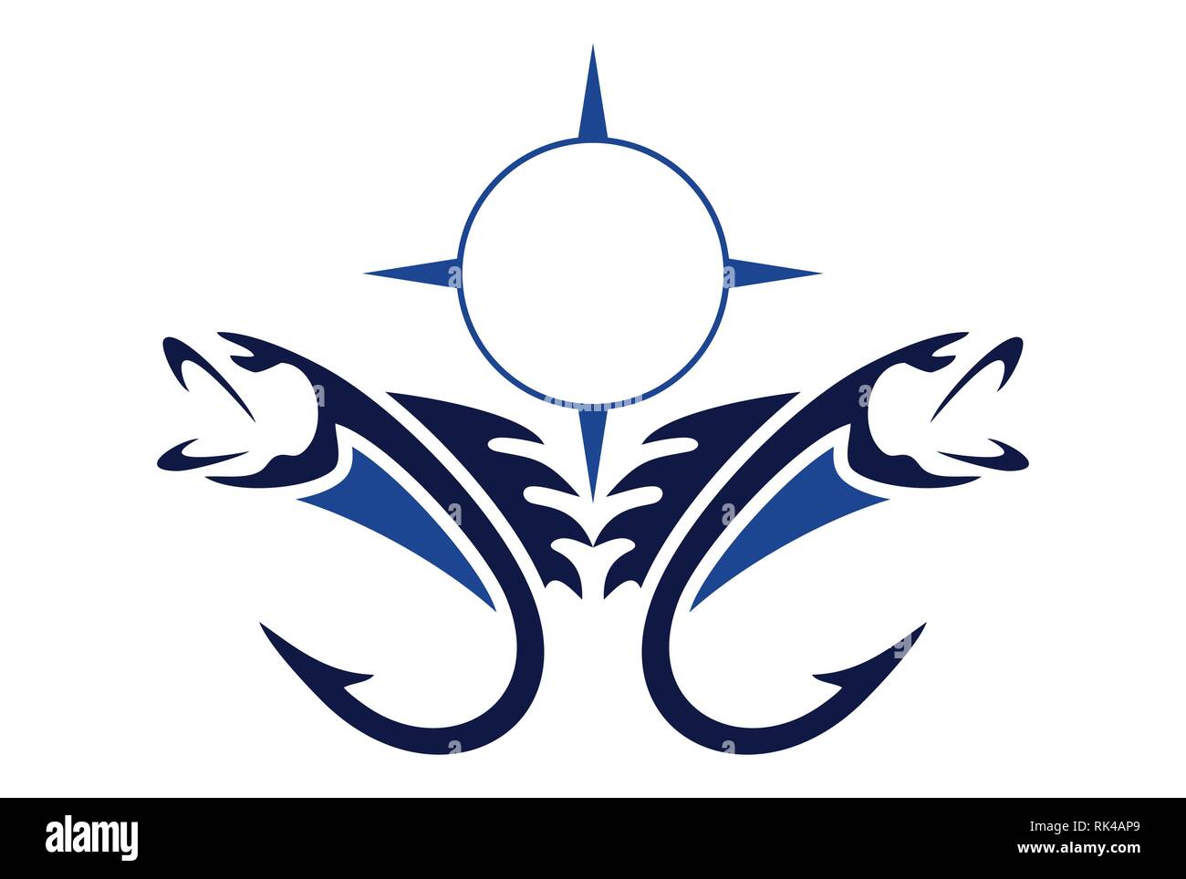 abstract hook fishing compass logo Stock Vector Image & Art - Alamy