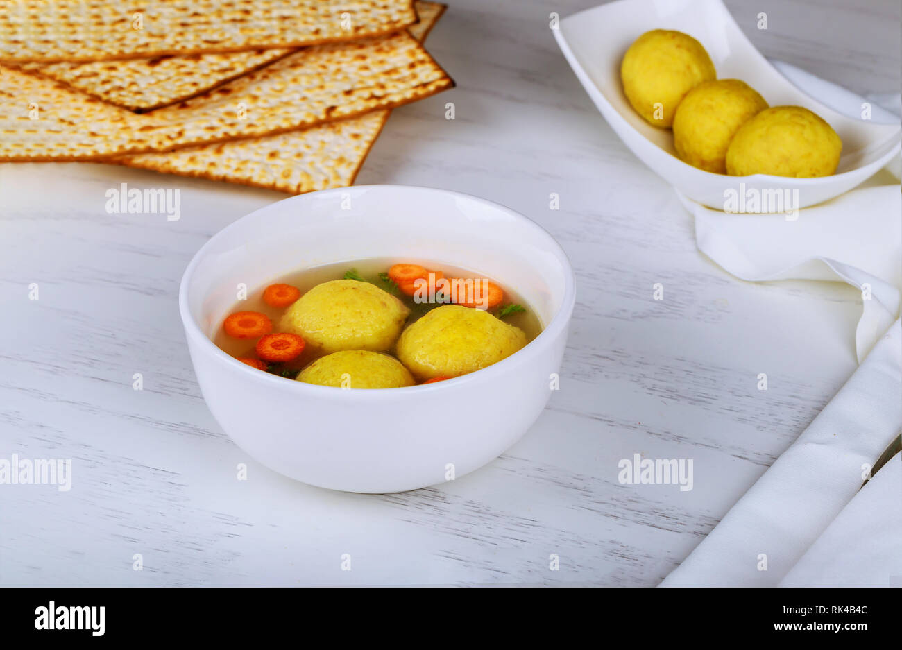Matzah balls, Jewish soup dumpling made from on Passover Jewish Holiday ...
