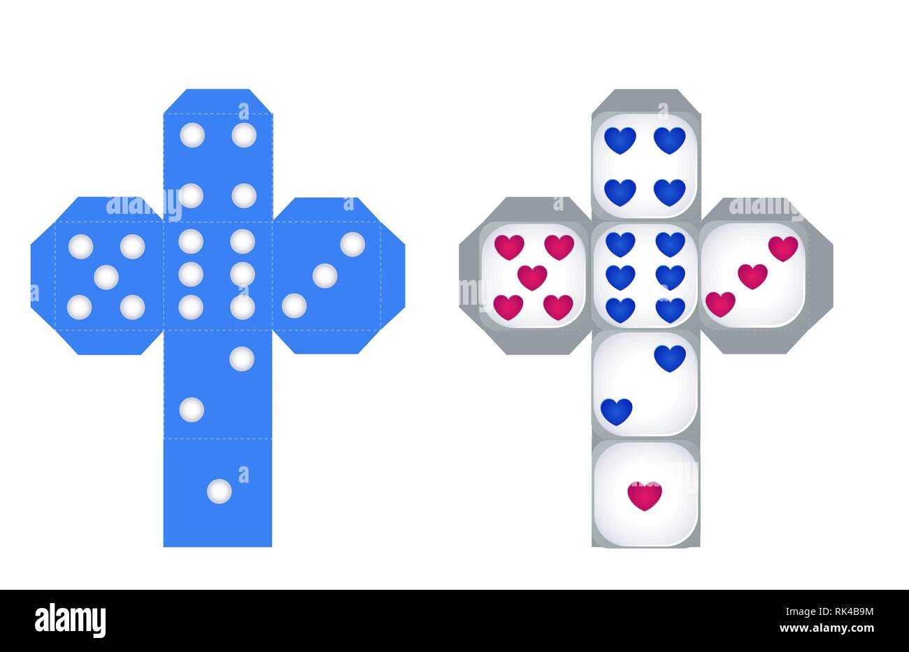 Dice template - model of a white cube to make a three-dimensional ...