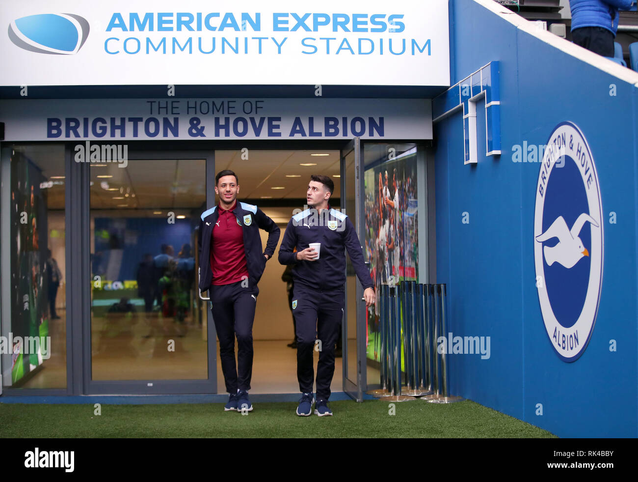 Burnley's Dwight McNeil (left) and Burnley's Matthew Lowton inspect the ...