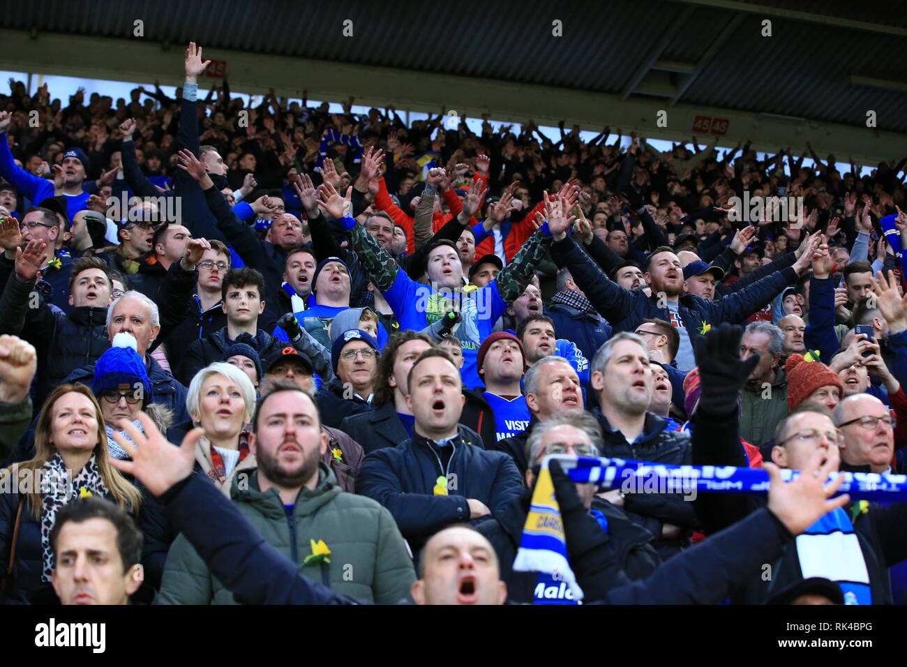 Cardiff City fans in the stands show their support during the Premier ...