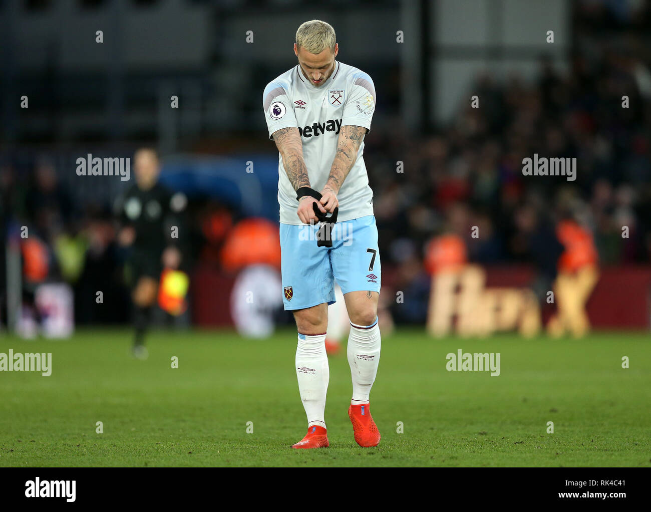 West Ham United's Marko Arnautovic looks dejected after the Premier ...
