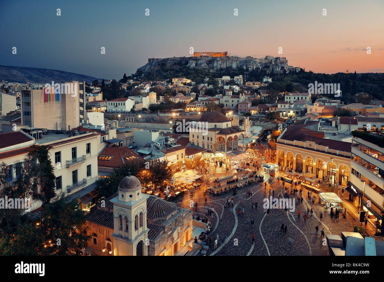 Athens skyline rooftop view at night, Greece Stock Photo - Alamy
