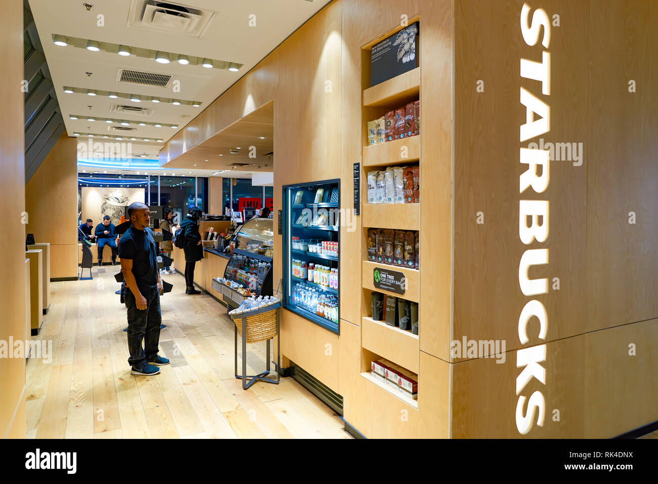CHICAGO, IL - CIRCA MARCH, 2016: inside of Starbucks Cafe. Starbucks ...