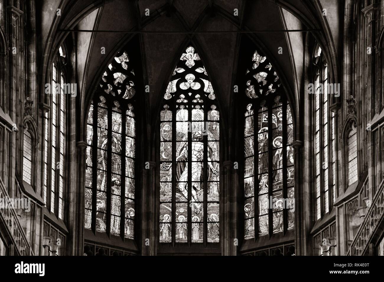 Stain glass patterns in St. Vitus Cathedral in Prague Castle Czech ...