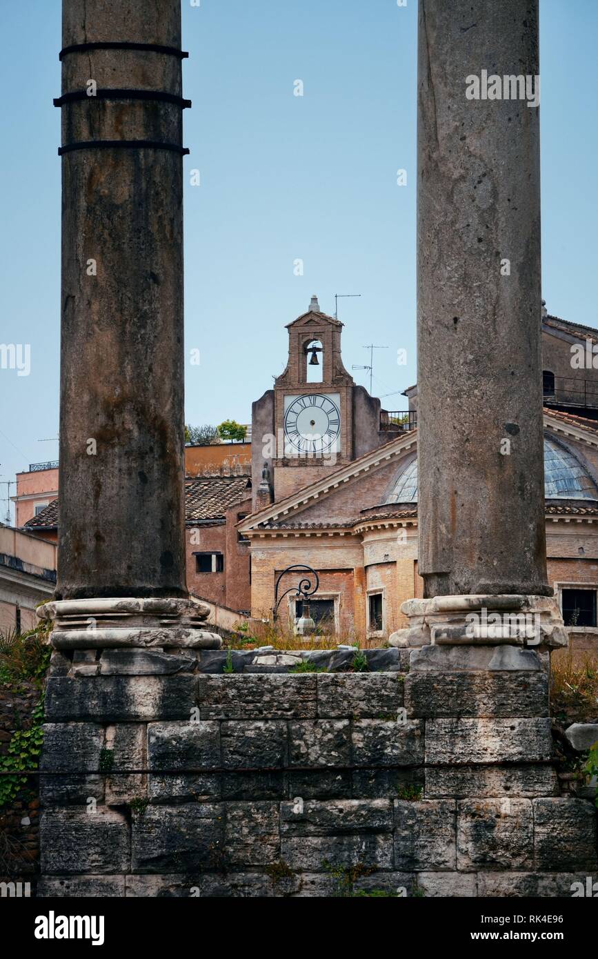 Columns. Rome Forum with ruins of temples. Italy Stock Photo - Alamy