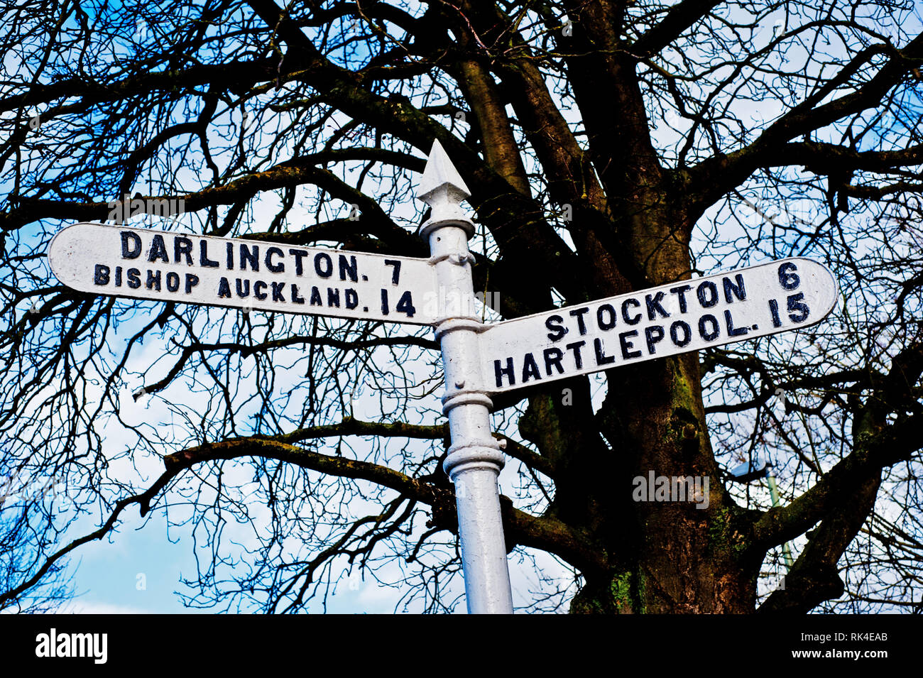 Road Sign in Bishopton Village, Stockton on Tees, Cleveland, England ...