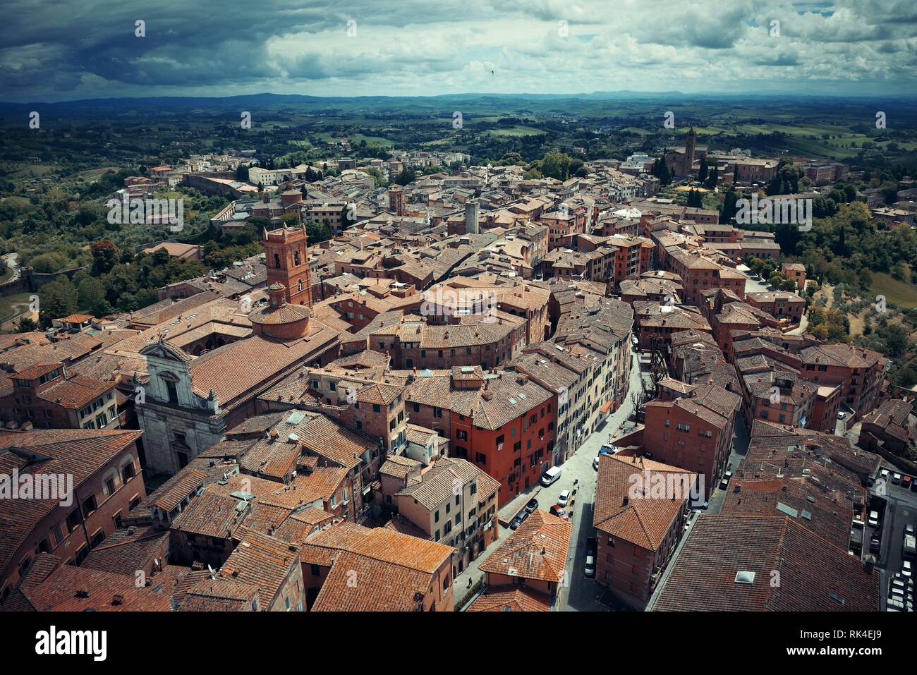 Medieval town Siena rooftop view with historic buildings in Italy Stock ...